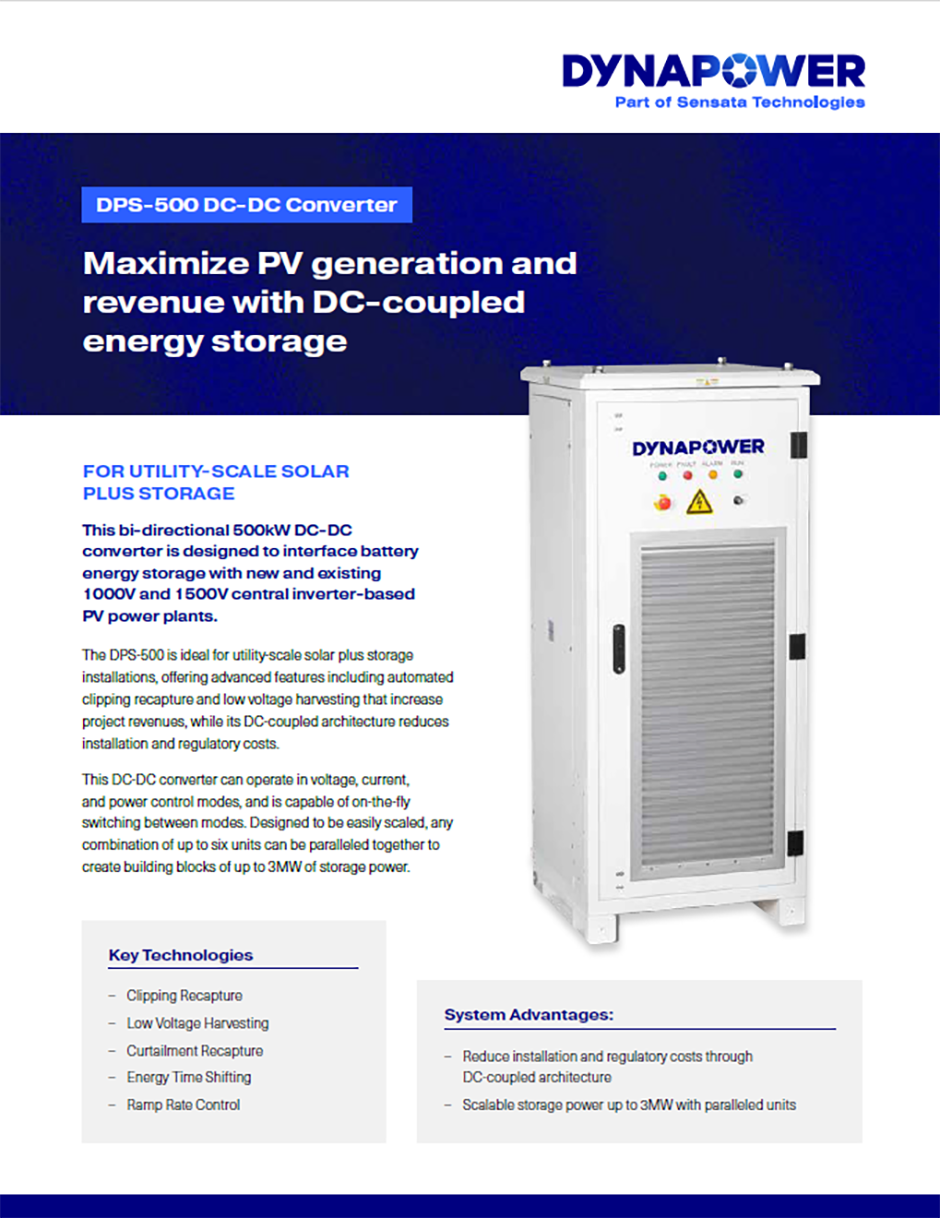 Data Sheet: DPS-500 DC-DC Converter - Dynapower